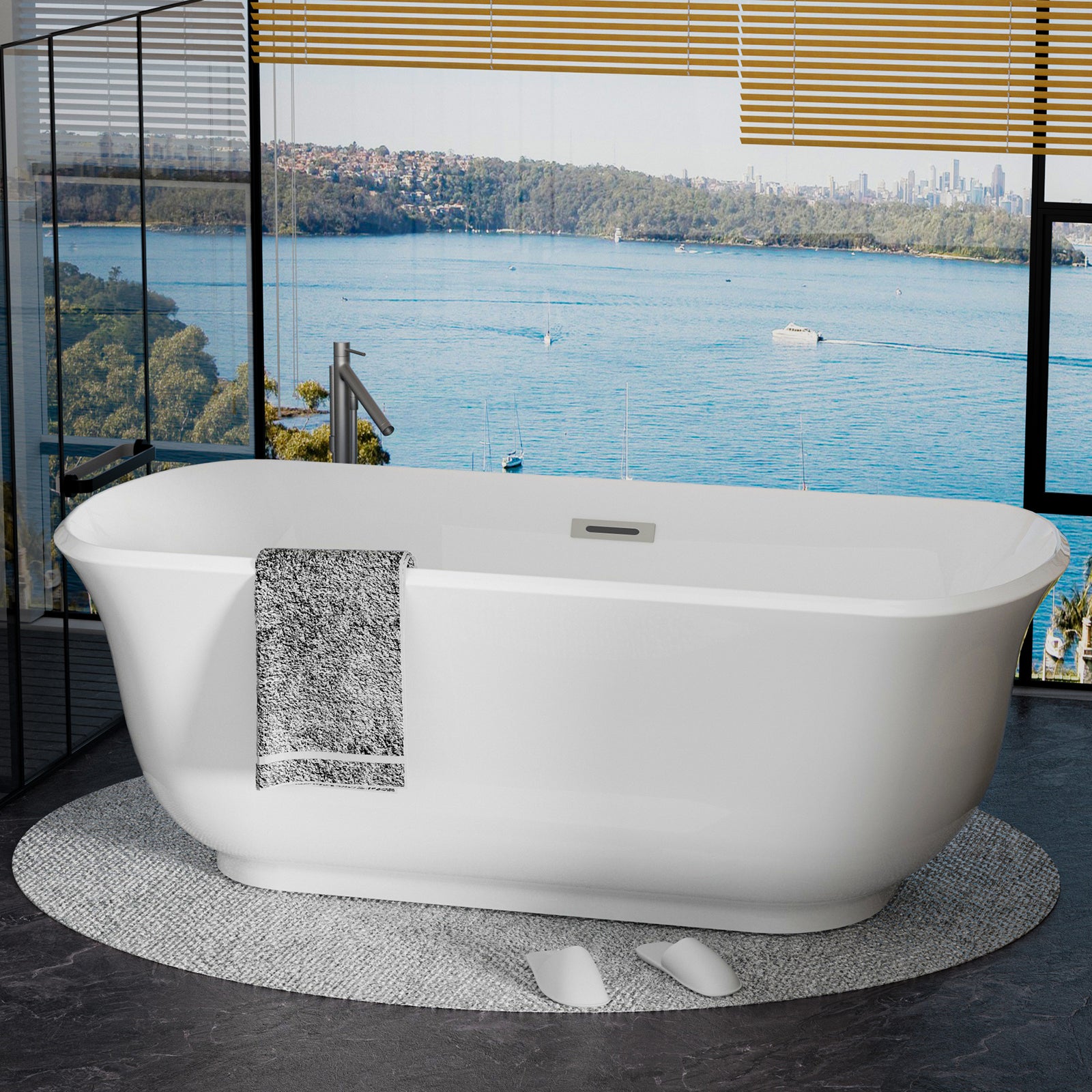 67'' Acrylic Rectangular Pedestal Bathtub - Giving Tree Home
