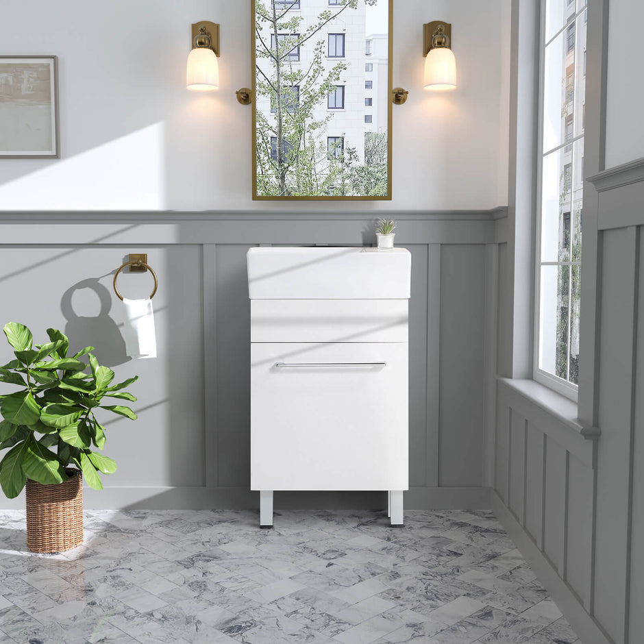 Slim Narrow Depth Bathroom Vanity for Tight Bathrooms - Giving Tree