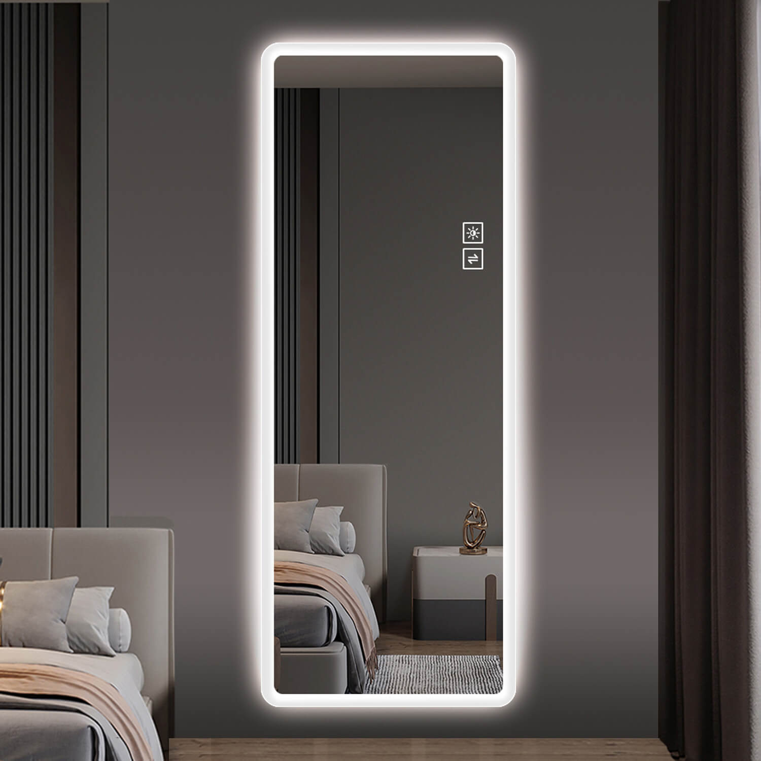 65" x 21" LED Lighted Vanity Mirror with Dimmable Lights, Wall Mount