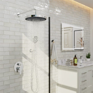 10" Round Shower Set with Head Shower & Hand Shower Combo Set – Giving Tree