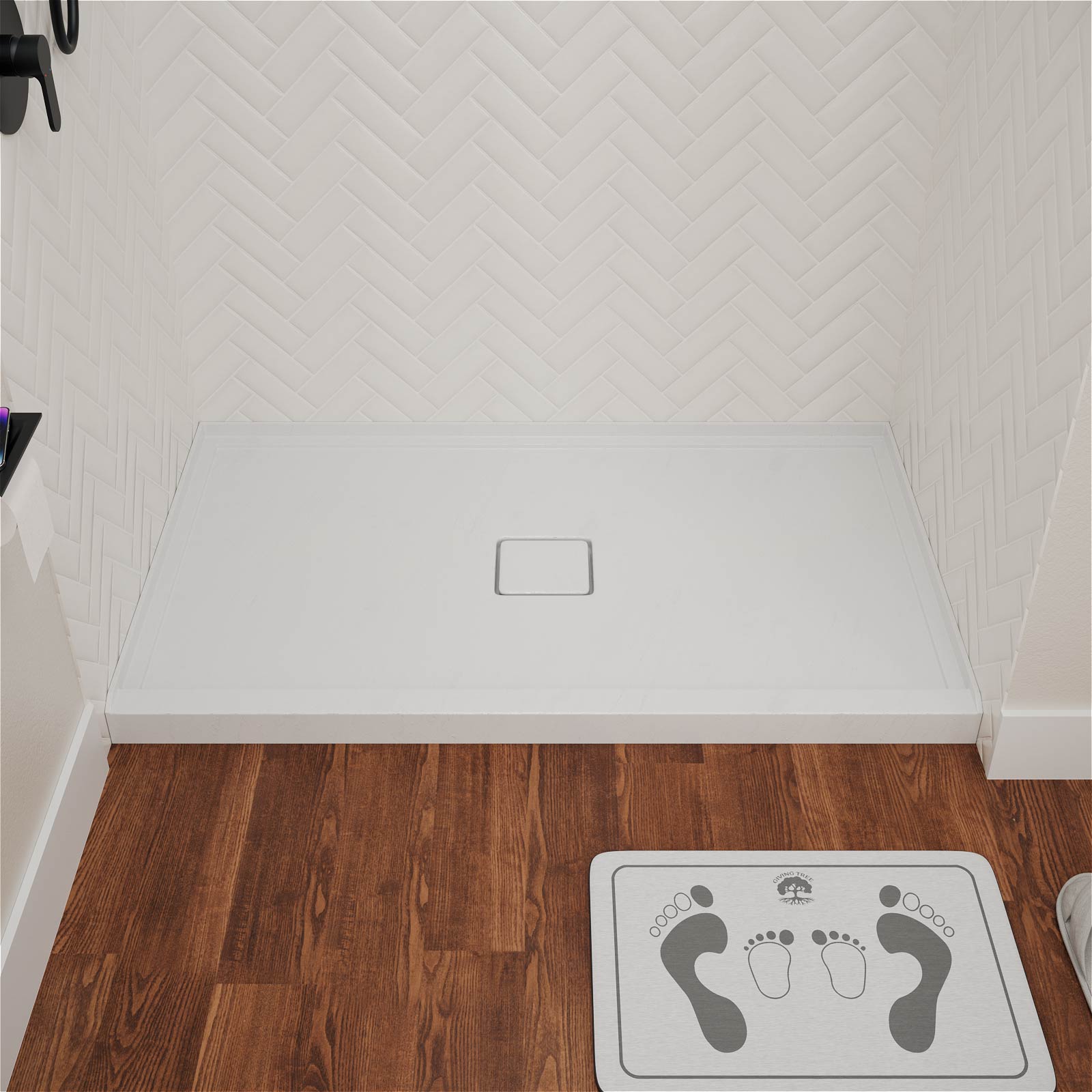 60" x 36" Alcove Acrylic Single-Threshold Shower Base - Giving Tree