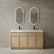 60" White Oak Bathroom Vanity with Double Resin Sink and Soft Close Do