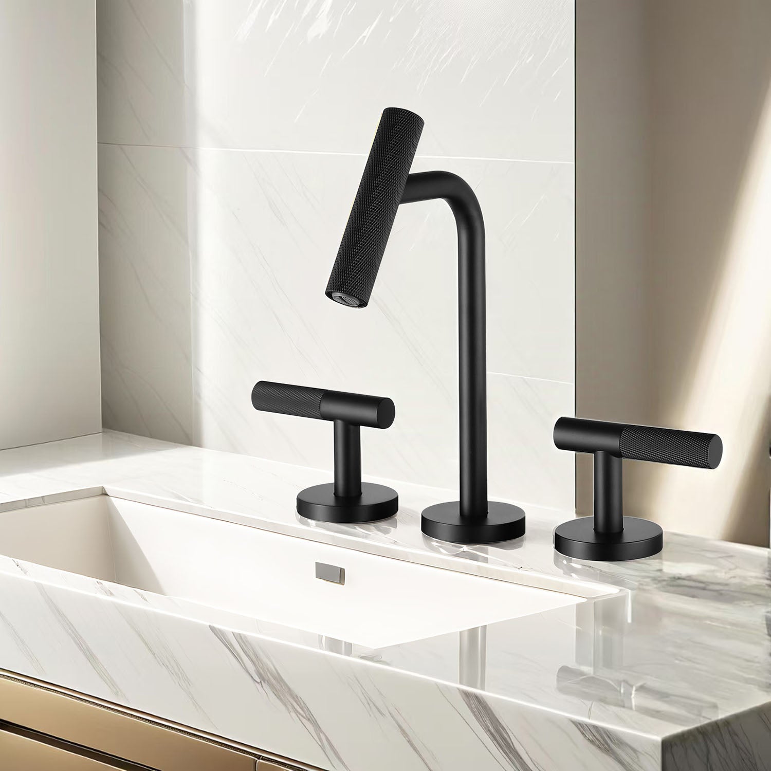 Matte Black 8" Widespread Two-Handle Bathroom Sink Faucet