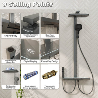 Thermostatic Shower System with Piano Key Digital Display - Giving Tree